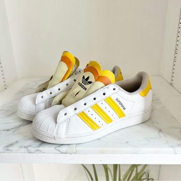 adidas | Shoes | Adidas Superstar White Hazy Yellow Shell Toe Sneakers ...